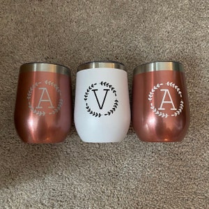 Laurel With Initial Decal/inital Decal/monogram Decal/yeti Decal/car ...