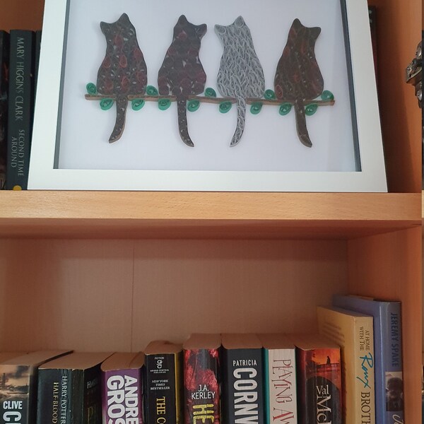 Personalised Cat Art Gift - Supplied Framed - 4 Cats - Fully ...