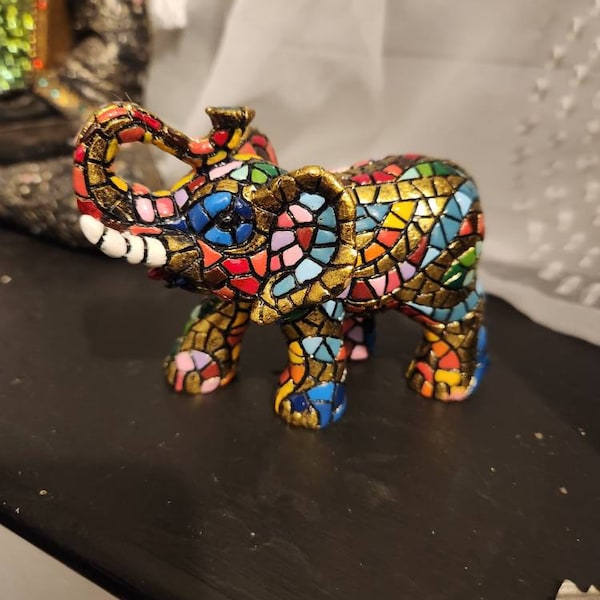Mosaic Blue Bull Statue With Big Horns Made With Marble Dust and With ...