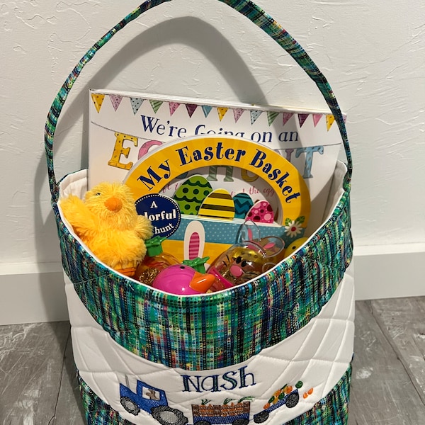 Personalized Easter Basket, Fabric Easter Basket, Quilted, Kids Easter ...