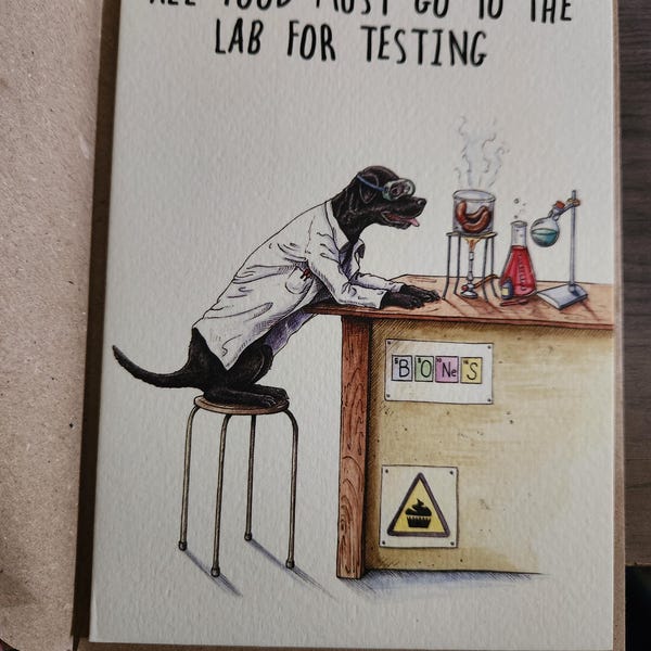 All Food Must Go to the Lab for Testing Card - Black Lab Card - Black ...