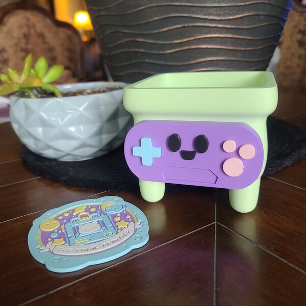Cute Cozy Round Gaming Controller Planter | Gaming Desk Accessory ...
