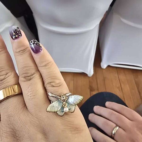 Moth Ring With Pearl, Cute Moth Wings Rings, Insect Fairy Resin Jewelry ...