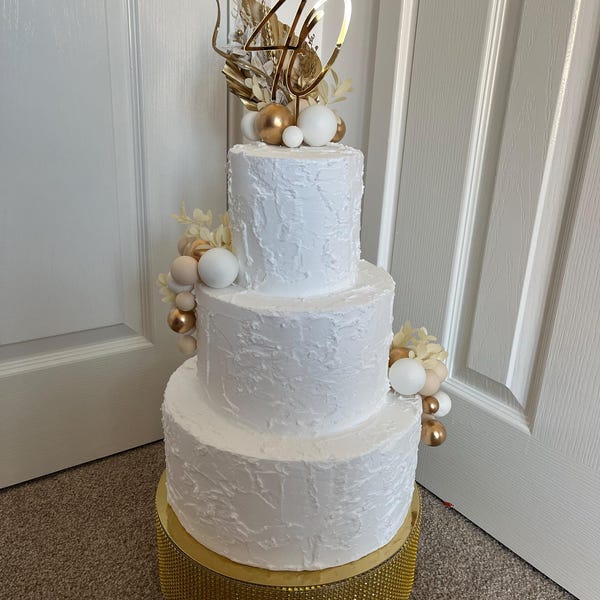 Navy Blue & Gold Dried Flower Cake Topper: Palm Spear Mini Bouquet ...