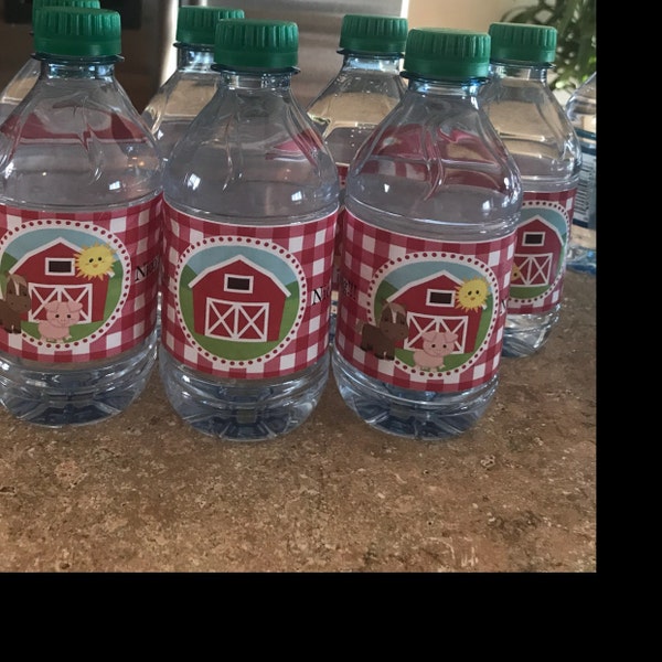 Farm Water Bottle Labels; Printable Farm Bottle Labels, Farm Party ...