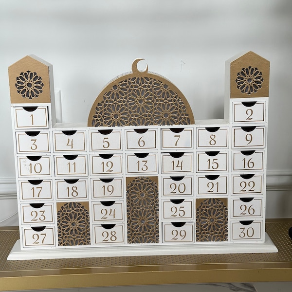 Ramadan Wooden Countdown Calendar Mosque - Ramadan Advent Calendar With ...