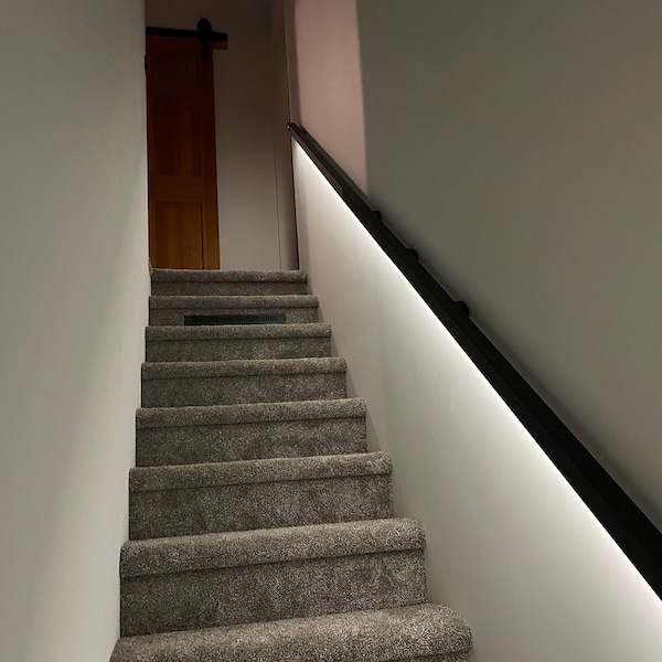 LED Handrail Custom Stair Railing | Modern Stair Handrail | Black ...
