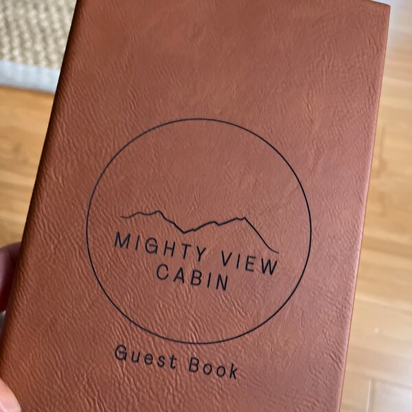 Personalized Leather Lodge Guest Book, Engraved Lined Journal ...