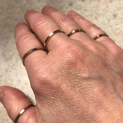 Thin Round Gold Stackable Ring, 14k Gold Filled, Stacking Rings, Dainty ...