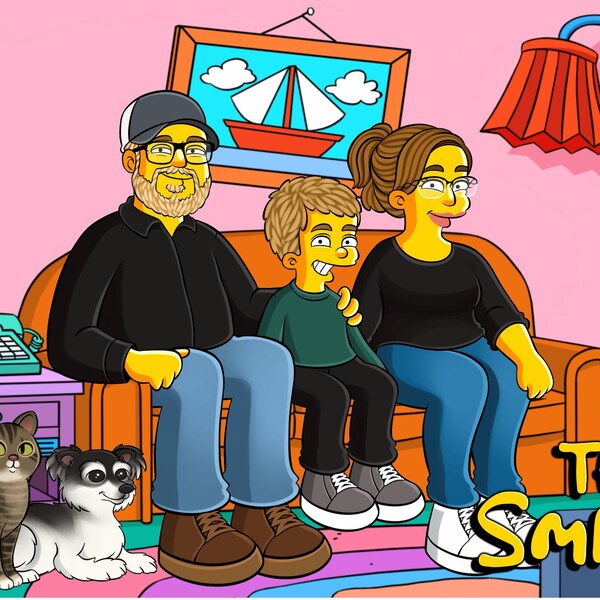 Custom Simpsons Family Portrait, Simpsons Gift Dad, Family Simpsons ...