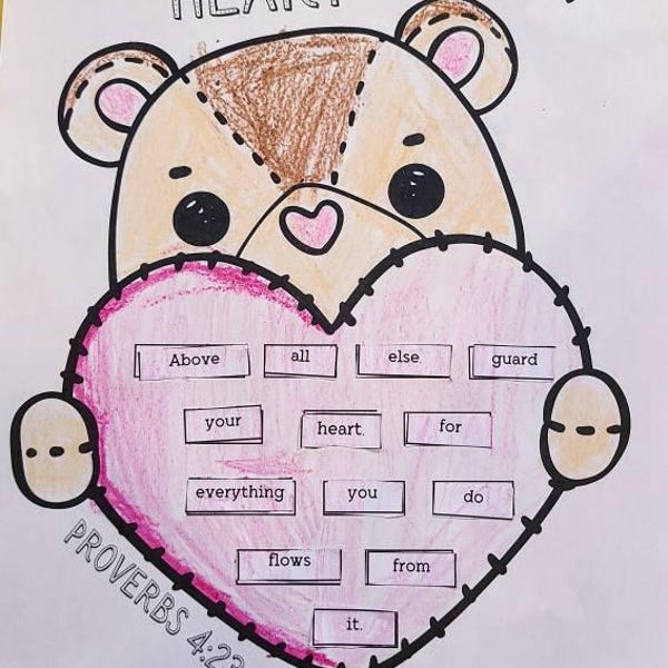 Guard Your Heart Bible Verse Craft | Proverbs 4:23 Activity for Kids - Etsy