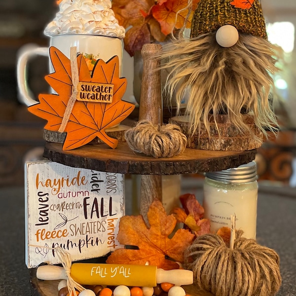 Fall Gnome, Leaf Gnome, Tiered Tray Gnome, Farmhouse Decor, Halloween ...