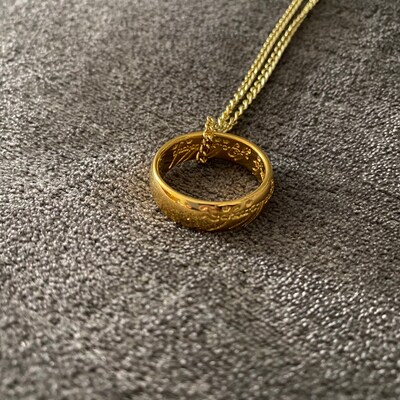 Gollum® Gold the One Ring™ Necklace, 24k Gold Plated Bronze the One ...