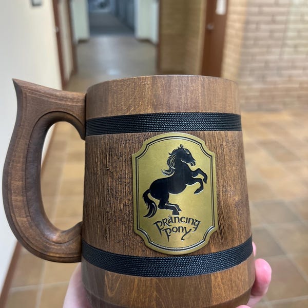 Witcher Mug Wooden Beer Stein With Personalized Etched Plaque Gift for ...