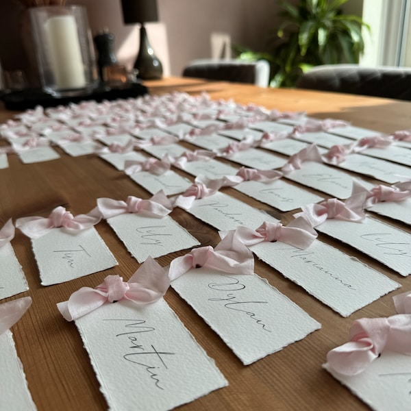 Bow Place Name Tags, Personalised Name Tags, Wedding Place Cards, Name ...