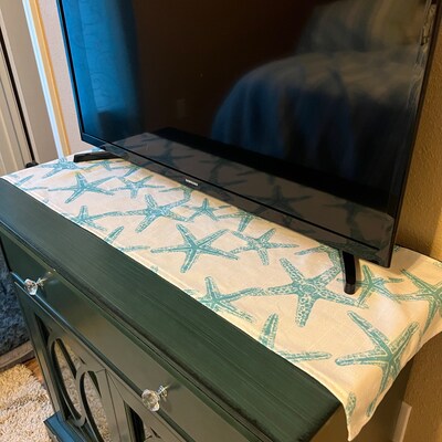 Aqua Blue Table Runner Nautical Starfish Home Decor Table Centerpiece ...