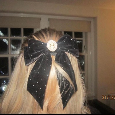 Elegant White Lace Flower Pattern Bow Ideal for Wedding, Baptism, or ...