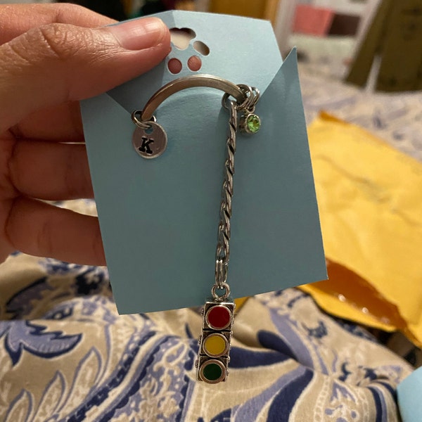 Traffic Light Key Chain, Traffic Light Charm, Stainless Steel Keyring ...