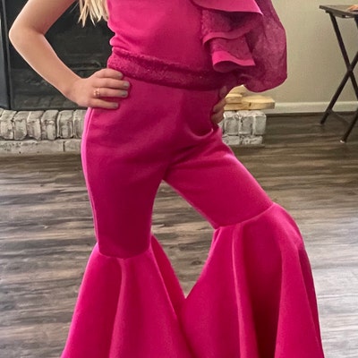 Hot Pink Sparkly Jumpsuit Pageant Outfit Girls Neoprene Jumpsuit ...