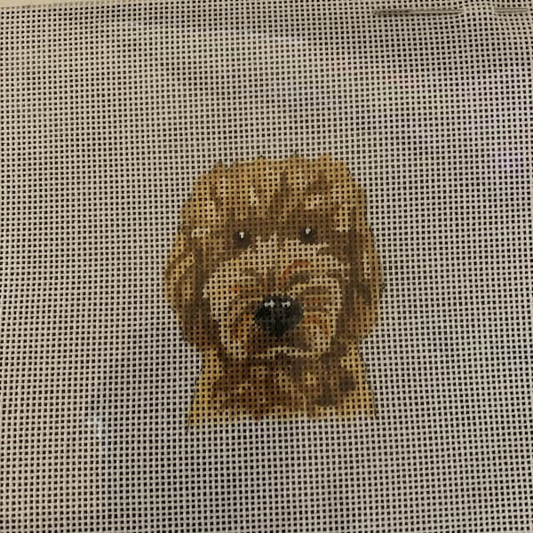 Goldendoodle Needlepoint Canvas/dog Needlepoint Canvas/hand Painted/18 ...
