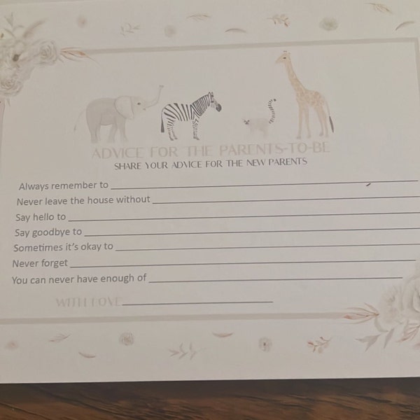 Baby Shower Advice Cards, Advice Cards for New Parents, Baby Shower ...