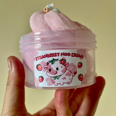 Strawberry Moo Cream Pink Cloud Dough Cow Slime Gift for Her Him Slime ...