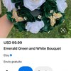 Emerald Green and White Bouquet - Etsy