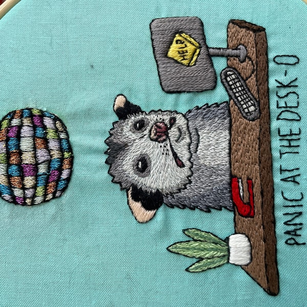 Panic at the Desk-o-possum - Disco Possum Hand Embroidery PDF Template ...