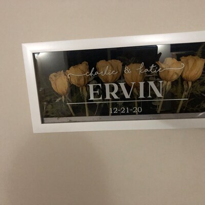 Wedding Flowers Shadow Box Name and Date - Etsy