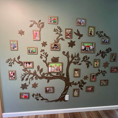 Wooden Family Tree With 23 Picture Frames 83x63in / 210x160cm ...