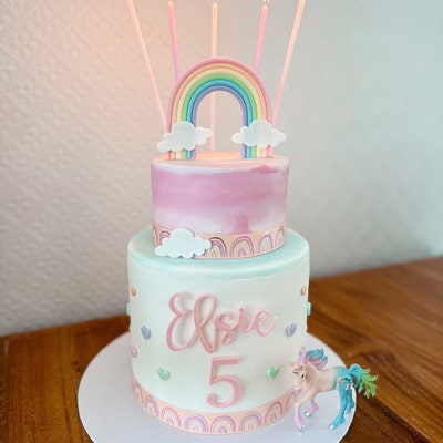 Pastel Colour Rainbow Cake Topper - Etsy UK
