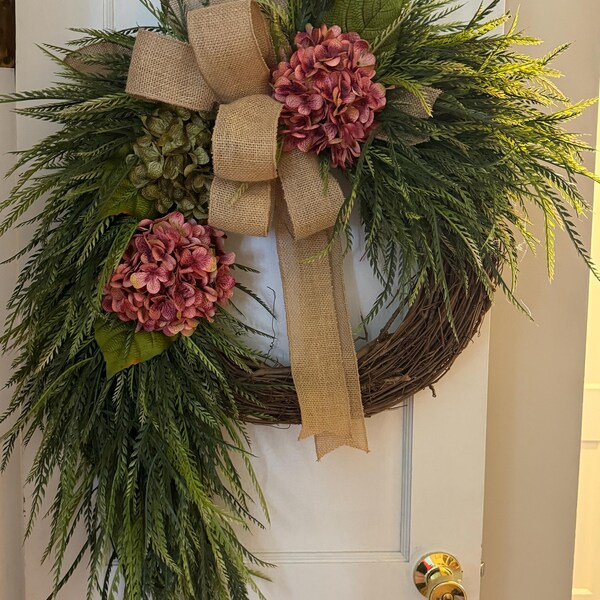 Year Round Wreath, Everyday Wreaths, Hydrangea Wreath, Front Door ...