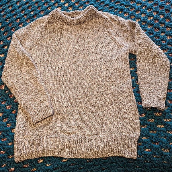 Easy Knit Round Neck Rib Textured Sweater Raglan Sleeve Man Woman 30 ...