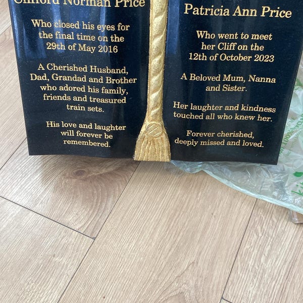 Granite Memorial Book 23.5ct Gold | Book Memorial | Book Shaped ...