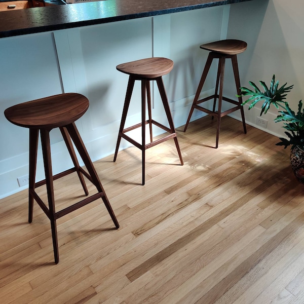 Solid Wood Swivel Bar Stool - Cupped Seat, USA Made - Etsy