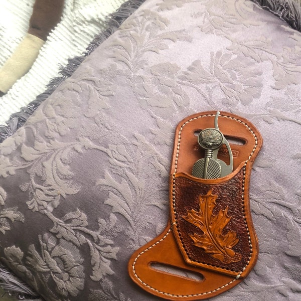 Leather Hand Tooled Keychain Hanger for Your Car Keys or Purse. 8" Long ...