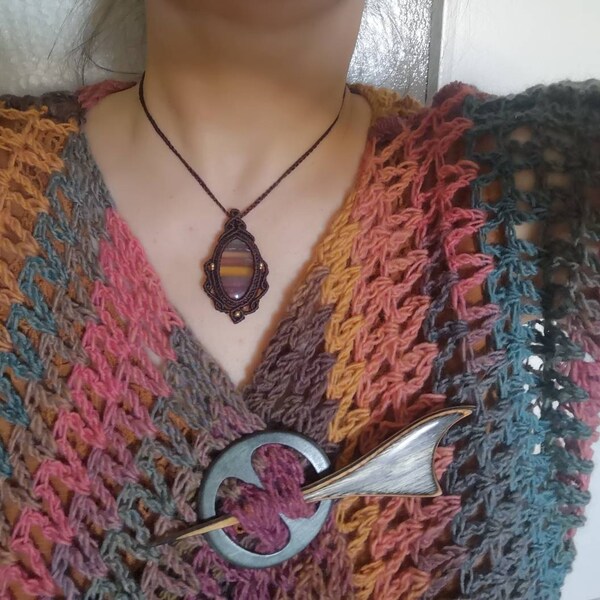 Macrame Key Chain With Picture Jasper Bead and Brass Fatimas Hand, Boho ...