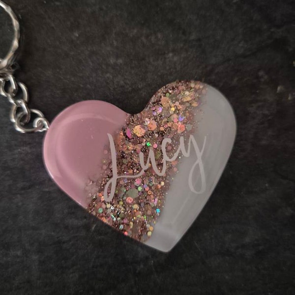 God Mother Resin Glitter Heart KEYRING, God Mother Gift, God Mum ...