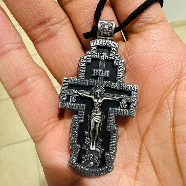 Handmade 925 Sterling Silver Chain and Pendant Orthodox Silver Cross ...