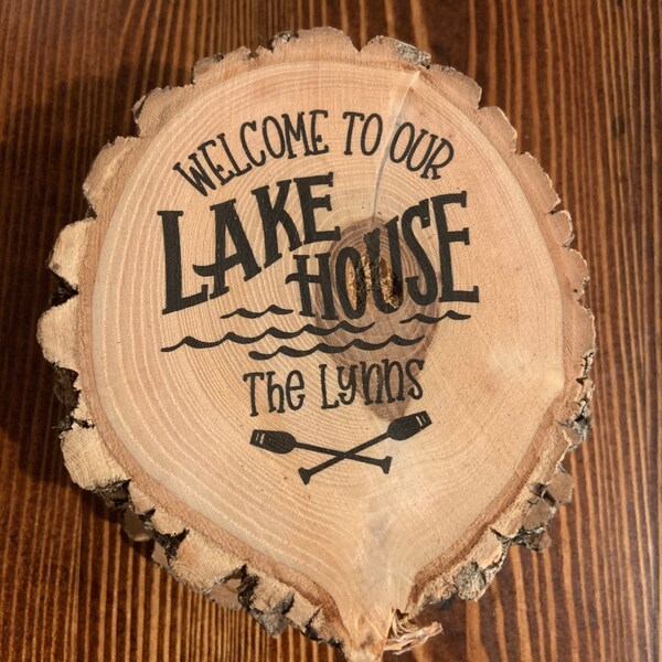 Personalized Lake House Coasters | Lake House Gift | Wood Slice ...