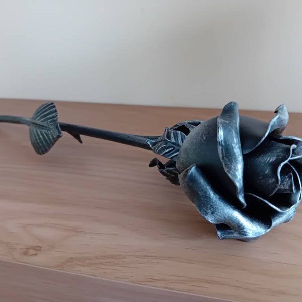 Hand Forged Iron Rose Sculpture - Gift of Everlasting Love - Wrought ...