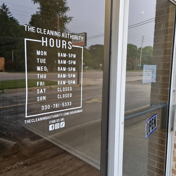 Custom Storefront Window Sticker | Business Hours | Vinyl Decal for ...