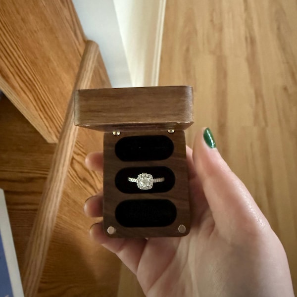 Triple Flip Wooden Ring Box, Custom Wedding Ring Box, Engagement Ring ...
