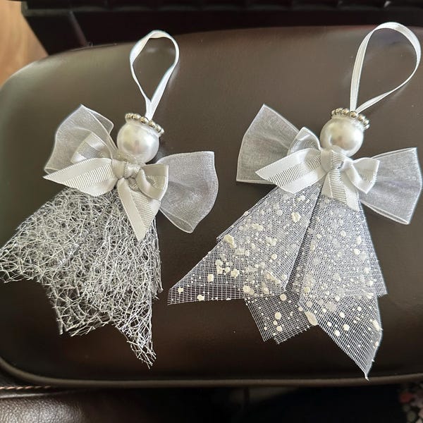 Handmade Tulle Angel Christmas Ornament: Pearl Head, Ribbon Wings - Etsy