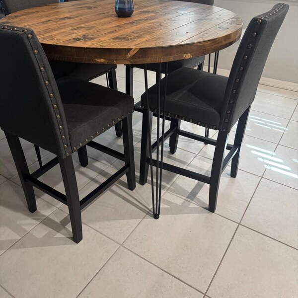 Reclaimed Distressed Old Round Dining Table With Heavy Duty Hairpin ...