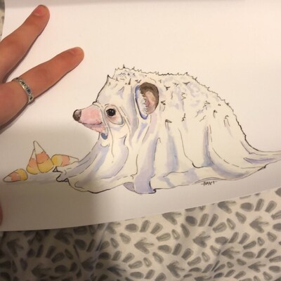Spooky Ghost Hedgehog Print - Etsy