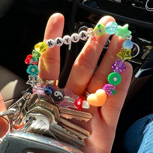 Beaded Keychain 90s Beaded Keychain Y2K Aesthetic Custom Beaded ...