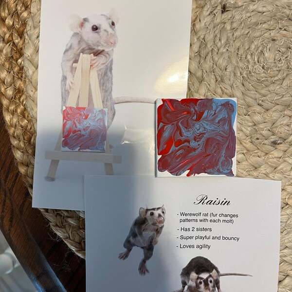 Rat Painting 2"x2" - Etsy