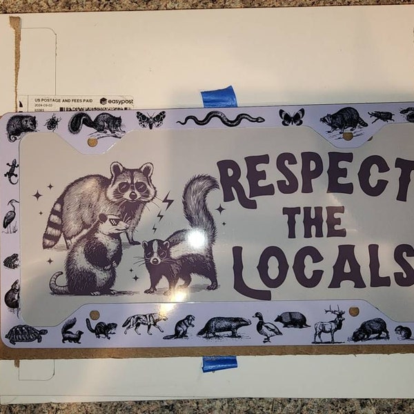 Respect the Locals License Plate: Funny Raccoon Car Decor - Etsy