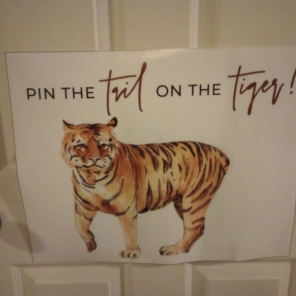 Pin the Tail on the Tiger Kids Party Game Printable Poster, Birthday ...